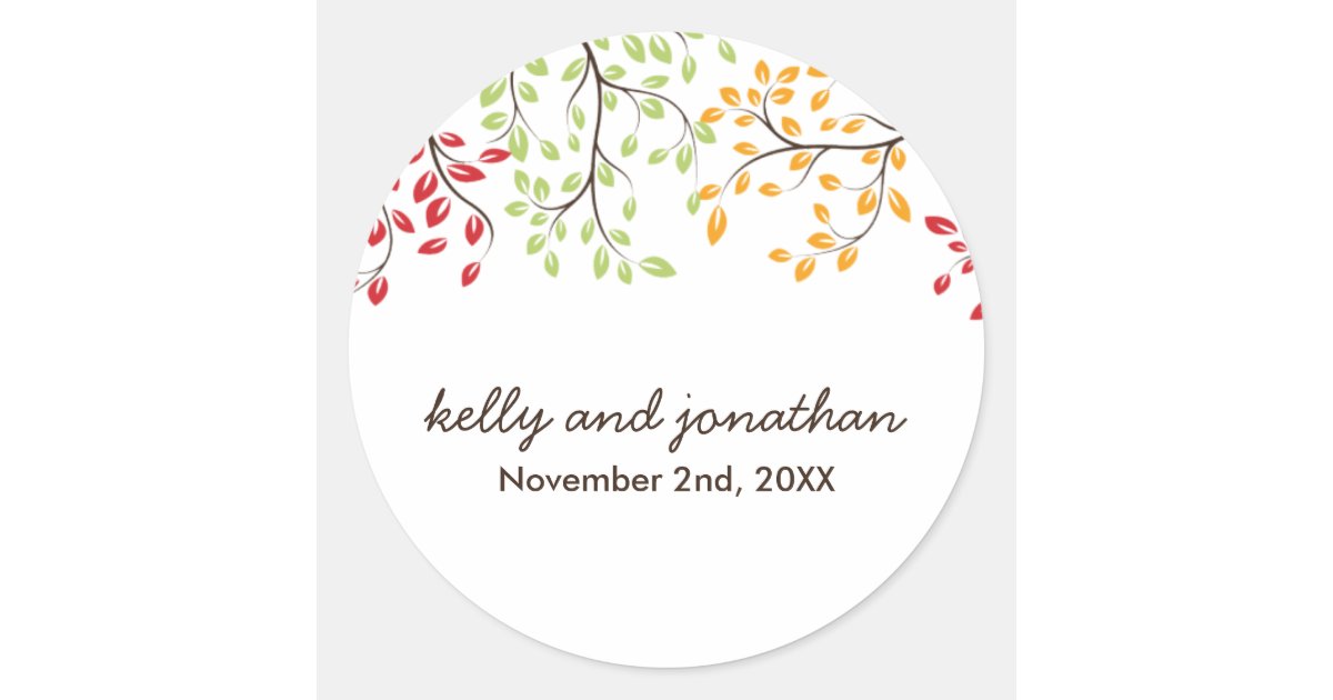 Elegant Fall Wedding Stickers | Zazzle