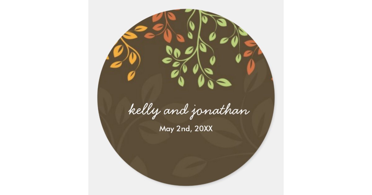 Elegant Fall Wedding Stickers | Zazzle