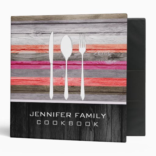 Elegant Family Cookbook Wood Look Binder | Zazzle