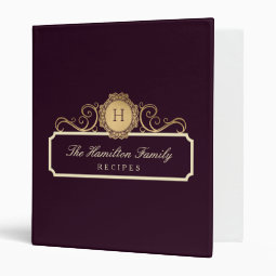 Elegant Family Home Gold Burgundy Plum Recipe 3 Ring Binder | Zazzle