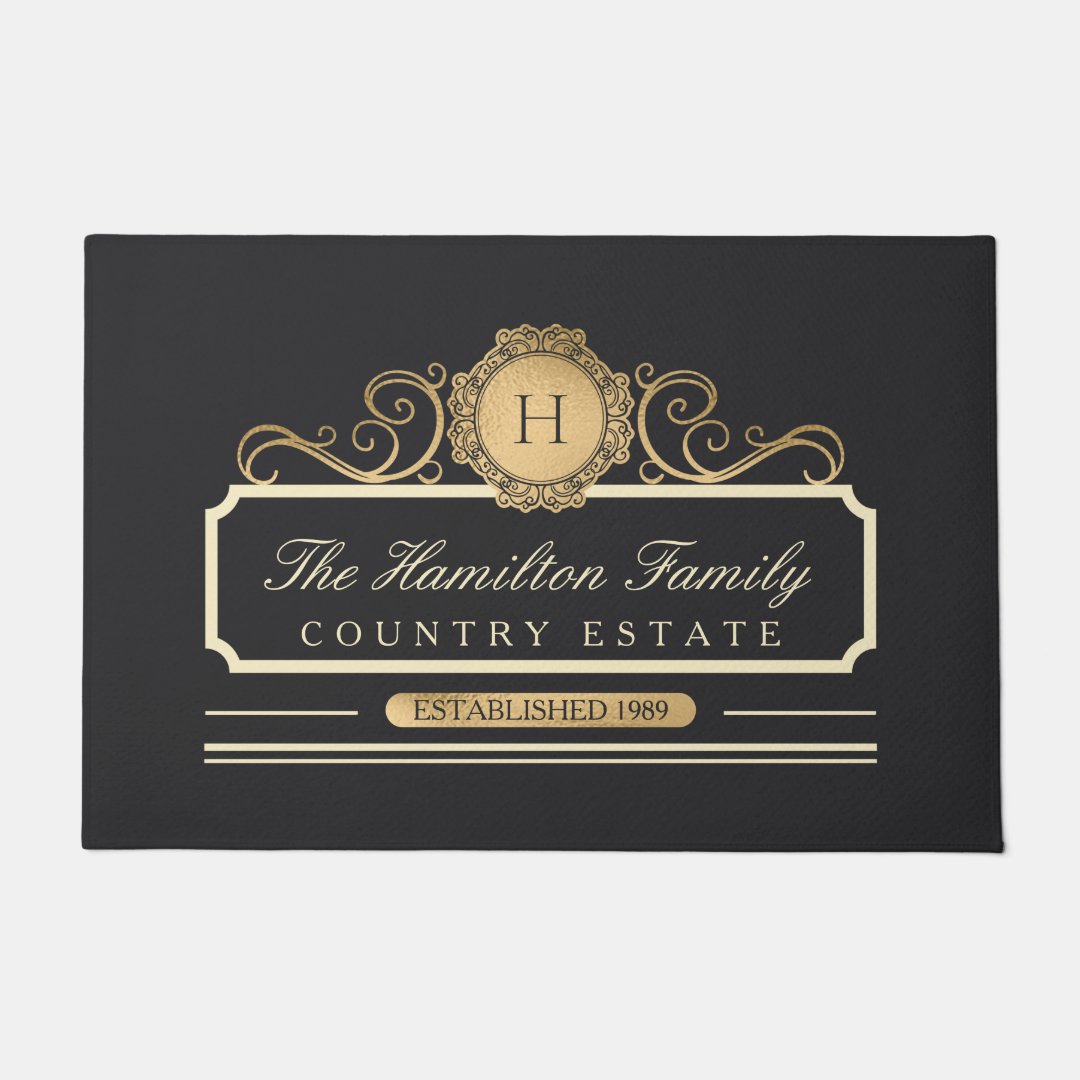 Elegant Family Home Gold Doormat | Zazzle