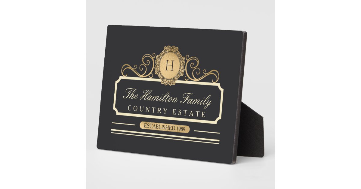 Elegant Family Home Gold Plaque | Zazzle