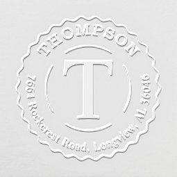 Elegant Family Monogram Circle Crest Address Embosser | Zazzle