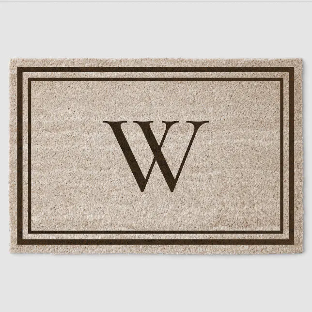 Elegant Family Monogram Fiber Doormat | Zazzle