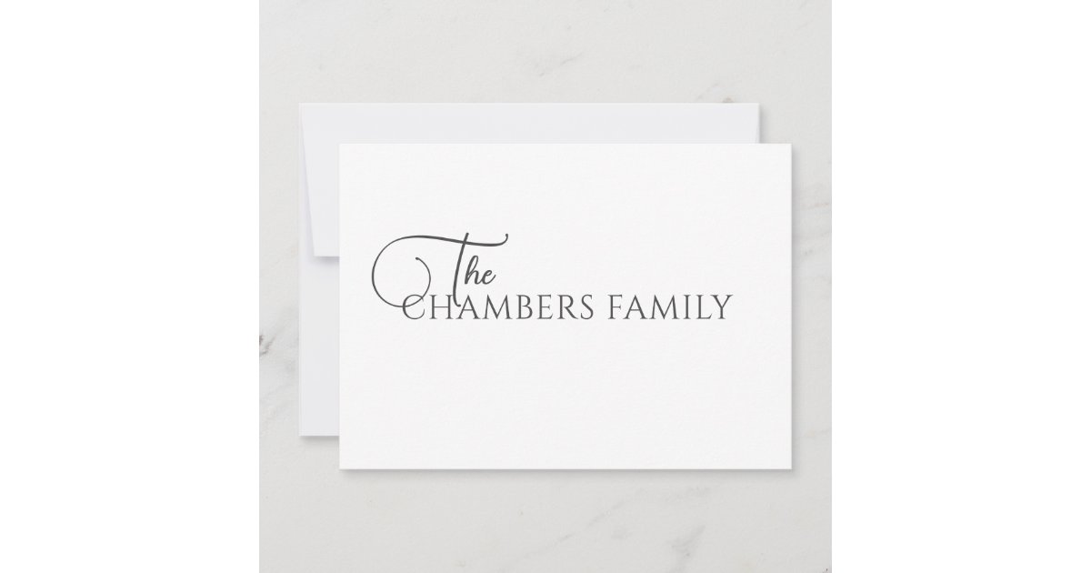 Elegant Family Name Note Card | Zazzle