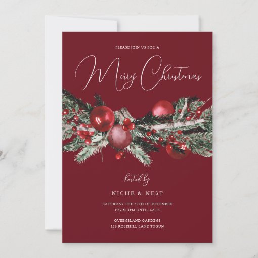 Elegant Family or Office Christmas Day Party Invitation | Zazzle