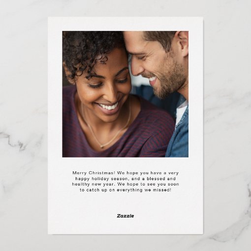 Elegant Family Photo and Name | Warm Wishes Foil Holiday Card | Zazzle