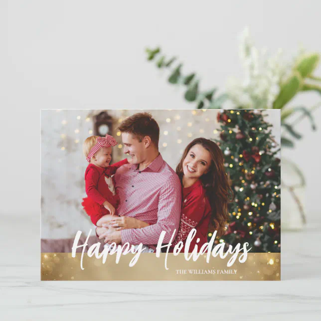 Elegant Family Photo Happy Holidays Card | Zazzle