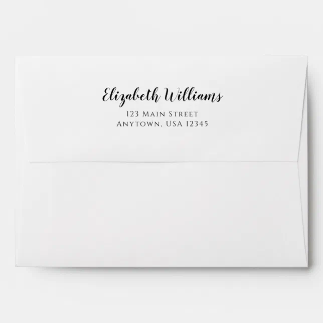 Elegant Fancy Cursive Script A7 5x7 Return Address Envelope | Zazzle