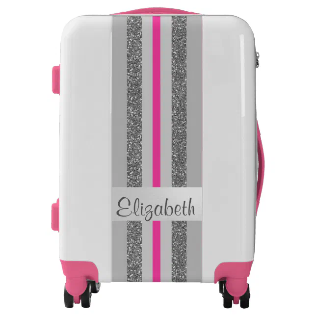 Elegant Fancy Glittery Striped-Personalized Luggage | Zazzle