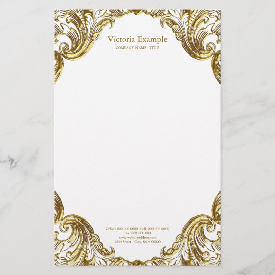 Elegant Fancy Gold Swirl Stationery | Zazzle.com