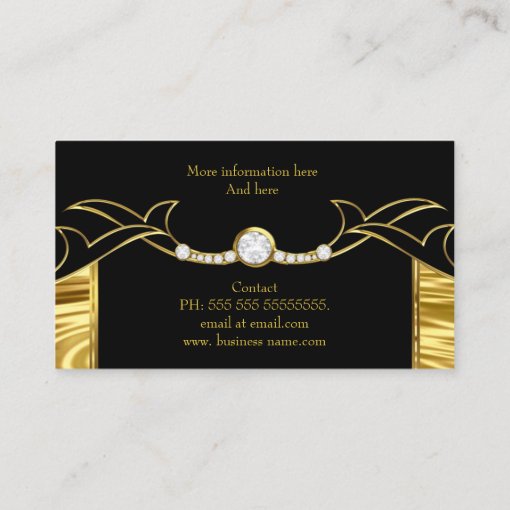 Elegant Fashion Jewellery Designer Gold and Black Business Card | Zazzle