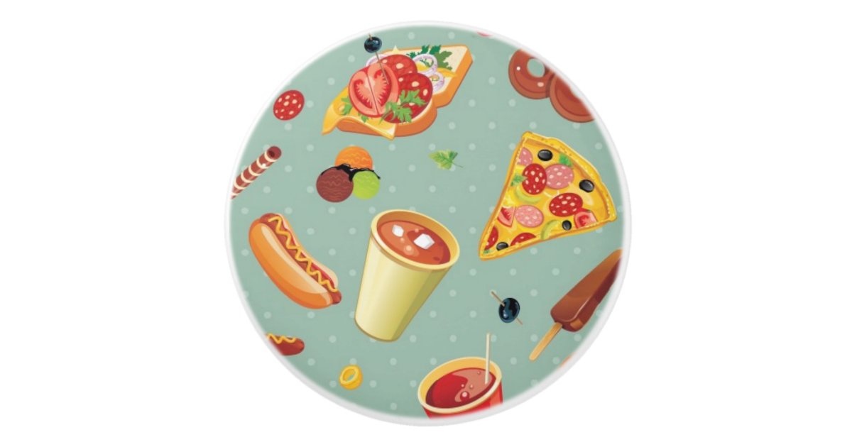 Elegant Fast Food Pattern Ceramic Knob | Zazzle