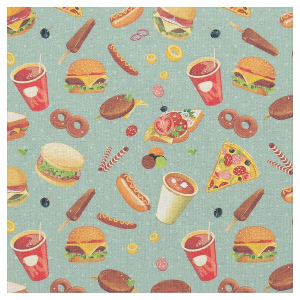Fast food pattern fabric | Zazzle