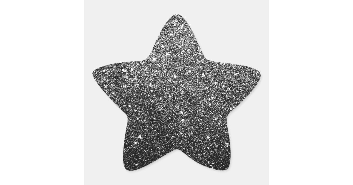 Elegant Faux Black Glitter Star Sticker | Zazzle