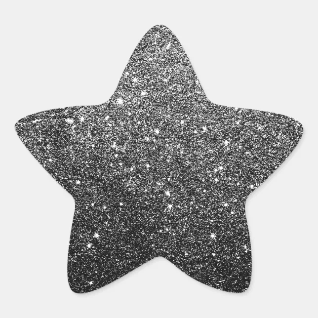Elegant Faux Black Glitter Star Sticker | Zazzle
