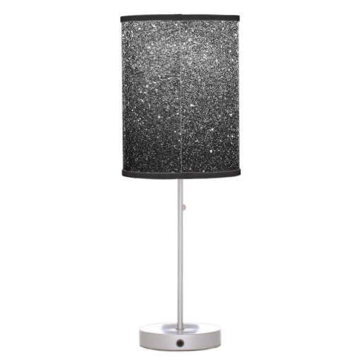 Elegant Faux Black Glitter Table Lamp | Zazzle