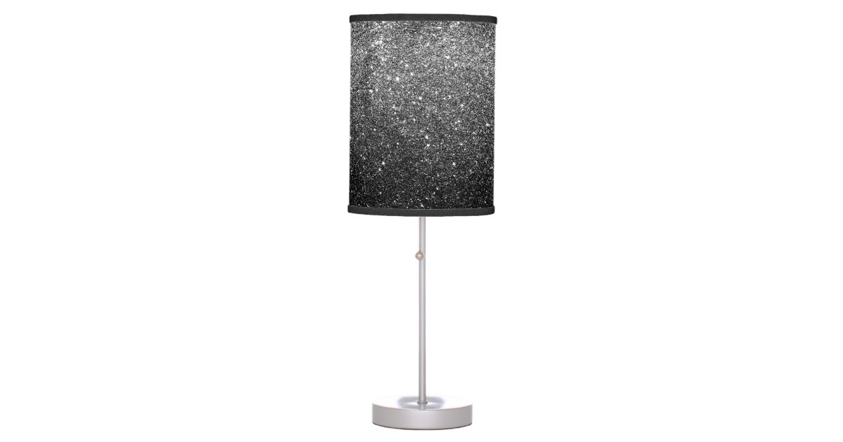 Elegant Faux Black Glitter Table Lamp | Zazzle