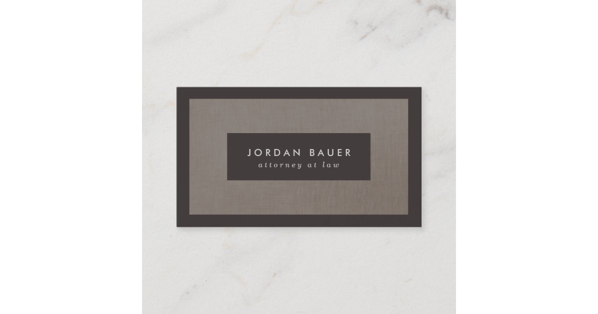 Elegant Faux Brown Linen Professional Business Card | Zazzle