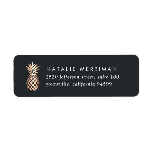 Elegant Faux Copper Pineapple Return Address Label | Zazzle