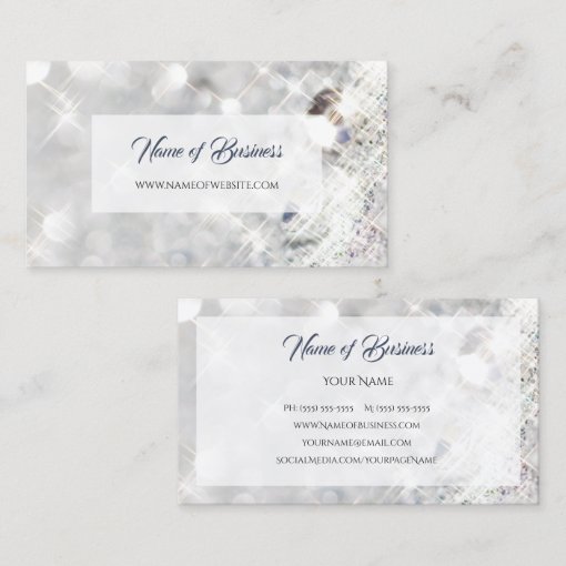 Elegant FAUX Diamond White Glitter Sparkle Business Card | Zazzle
