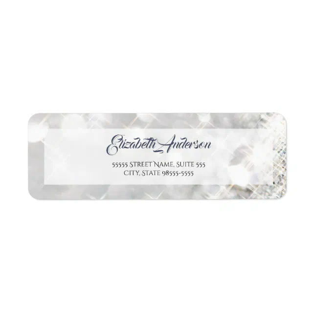 Elegant FAUX Diamond White Glitter Sparkle Label | Zazzle