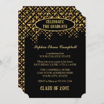 Elegant Faux Glitter Confetti Graduation Party Invitation | Zazzle