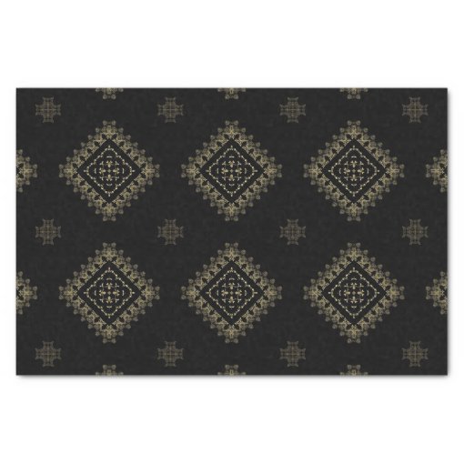 Elegant Faux Gold and Black Decorative Pattern Tissue Paper | Zazzle