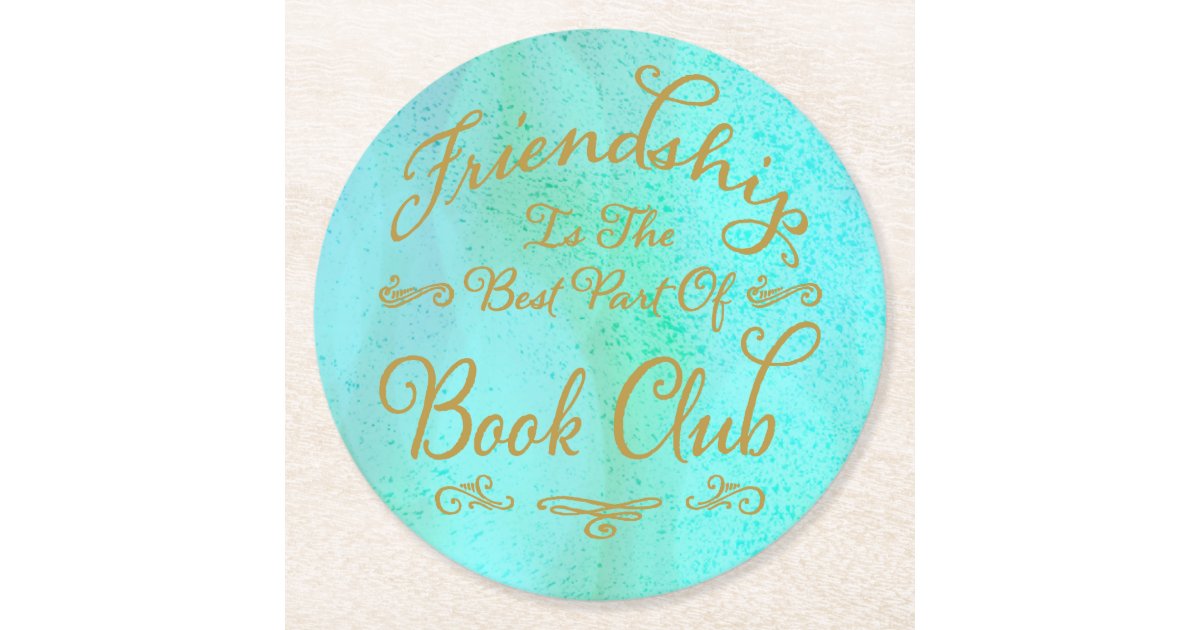 Elegant Faux Gold and Watercolor Book Club Round Paper Coaster | Zazzle