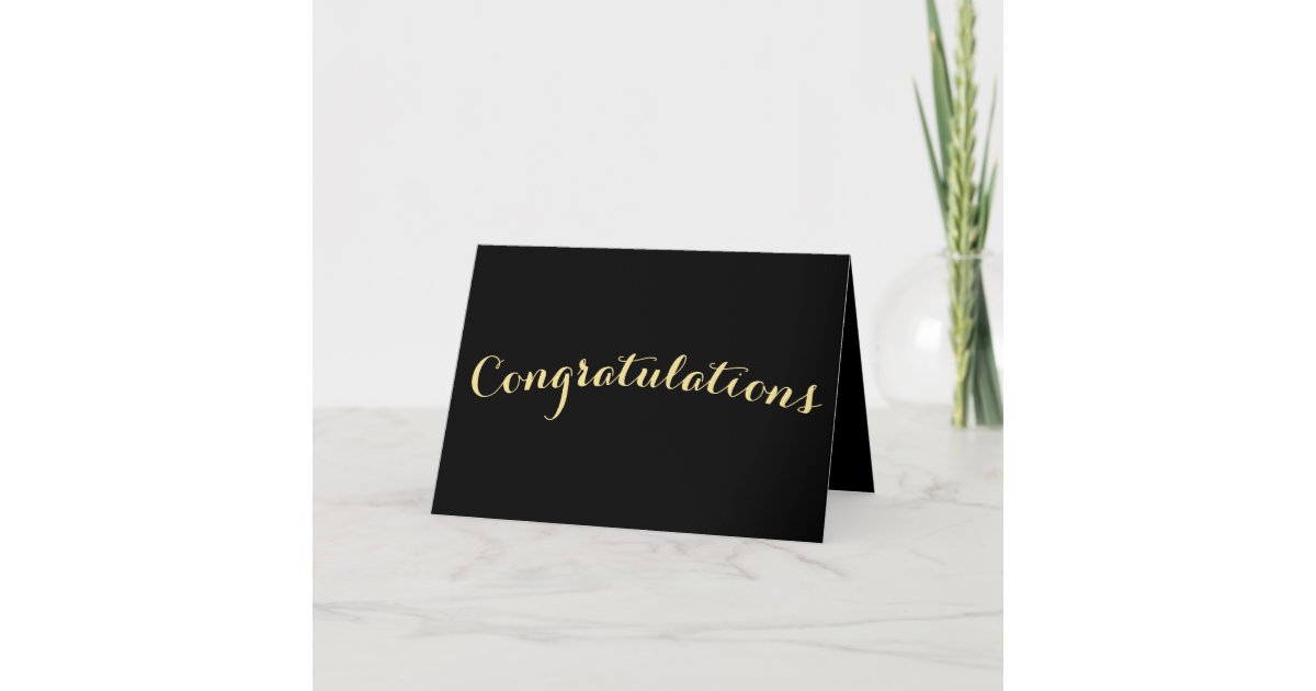 Elegant Faux Gold Black Congratulations Card | Zazzle