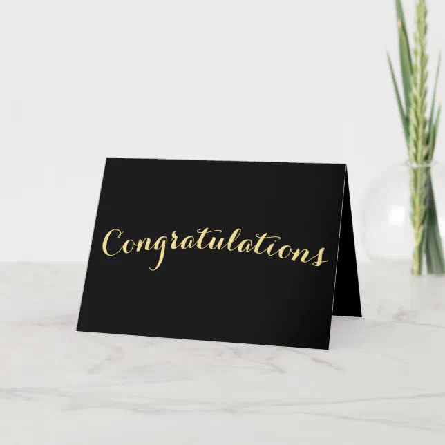 Elegant Faux Gold Black Congratulations Card | Zazzle
