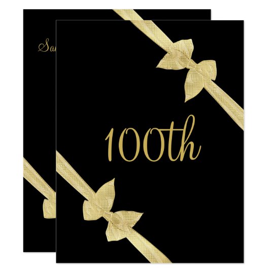 Elegant Faux Gold Bows 100th Birthday Invitation | Zazzle.com
