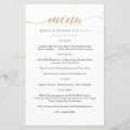 Elegant Faux Gold Calligraphy Menu Card | Zazzle