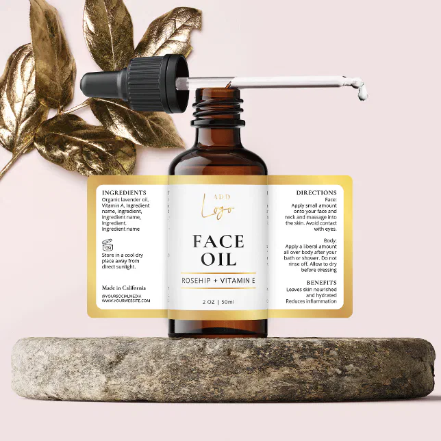 Elegant Faux Gold Cosmetic Skincare Bottle Label | Zazzle