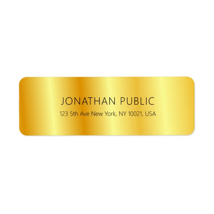 Elegant Faux Gold Custom Simple Template Return Label | Zazzle