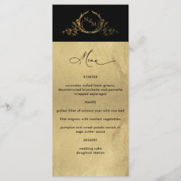 Elegant Faux Gold Foil Monogrammed Wedding Menu | Zazzle