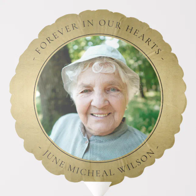 Elegant Faux Gold Foil Sympathy Memorial Photo Balloon | Zazzle