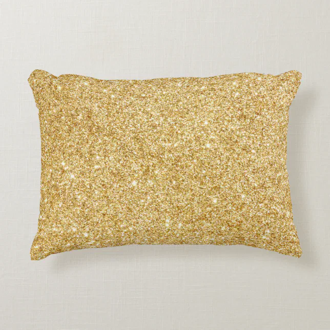 Elegant Faux Gold Glitter Decorative Pillow | Zazzle