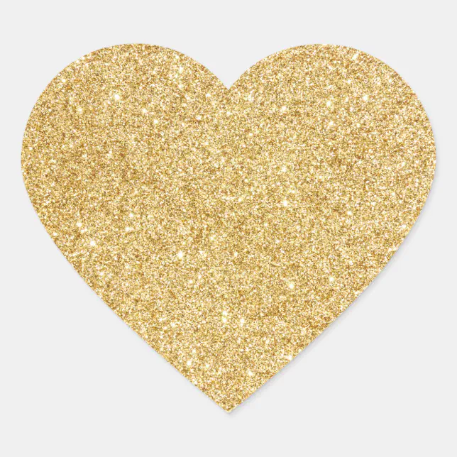 Elegant Faux Gold Glitter Heart Sticker | Zazzle