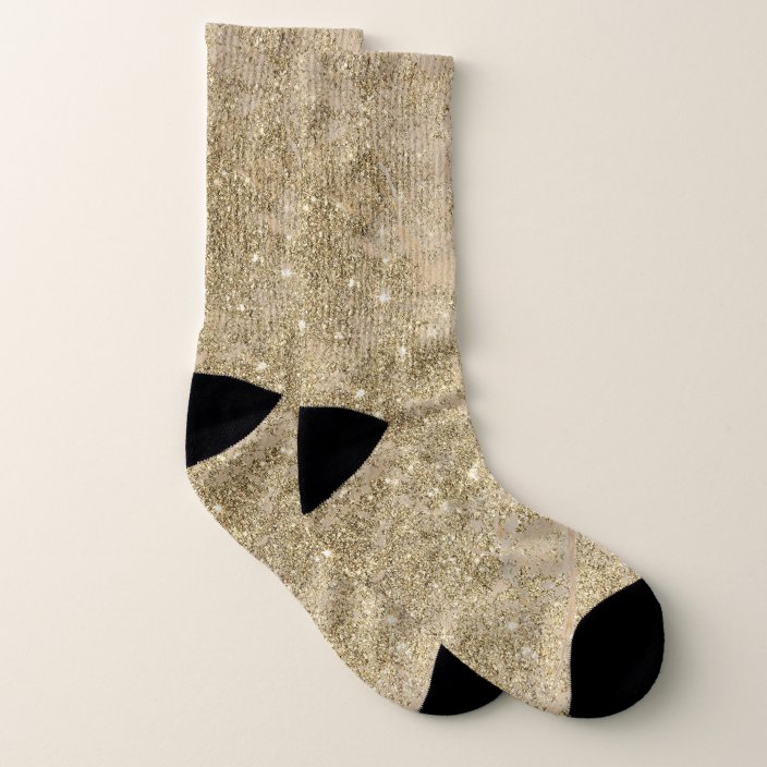 Elegant faux gold glitter ivory marble pattern socks | Zazzle.com