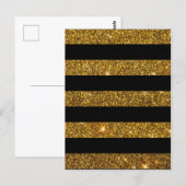 Elegant Faux Gold Glitter Stripe Girly Postcard | Zazzle