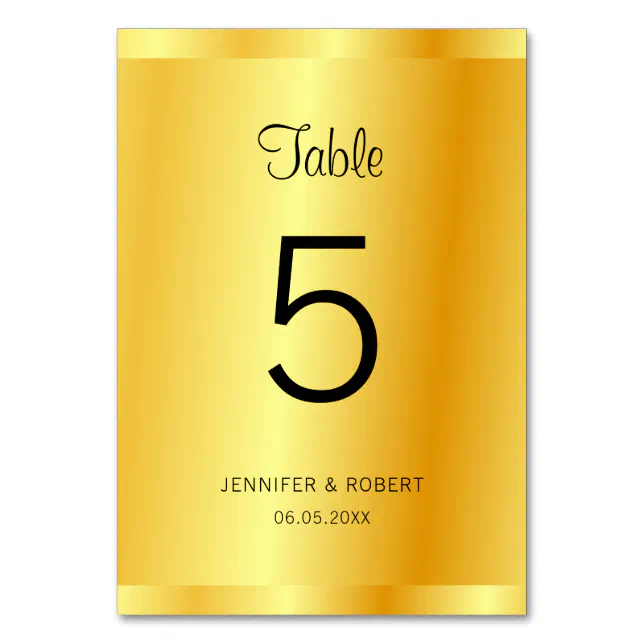 Elegant Faux Gold Handwritten Script Template Table Number | Zazzle