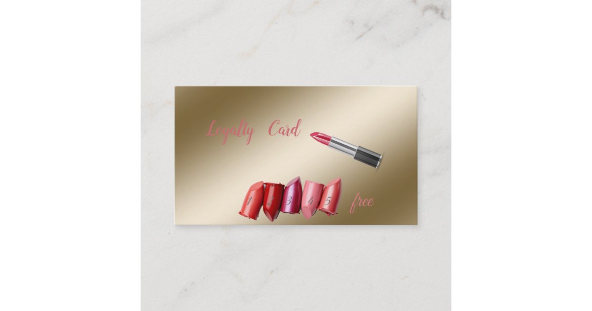 Elegant Faux Gold, Lipstick Loyalty Card | Zazzle