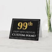 Elegant Faux Gold Look "99th" Birthday + Name Card | Zazzle