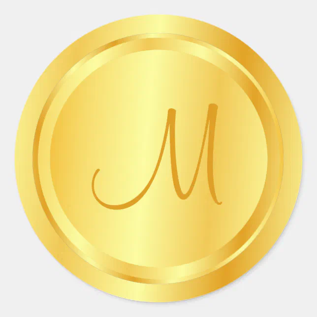 Elegant Faux Gold Monogrammed Template Modern Classic Round Sticker ...
