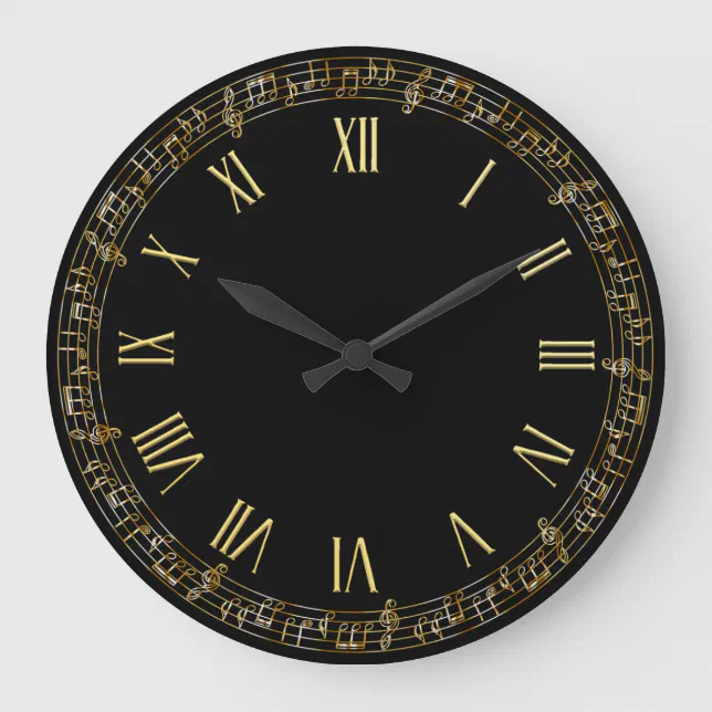 Elegant Faux Gold Musical Notes | Wall Clock | Zazzle