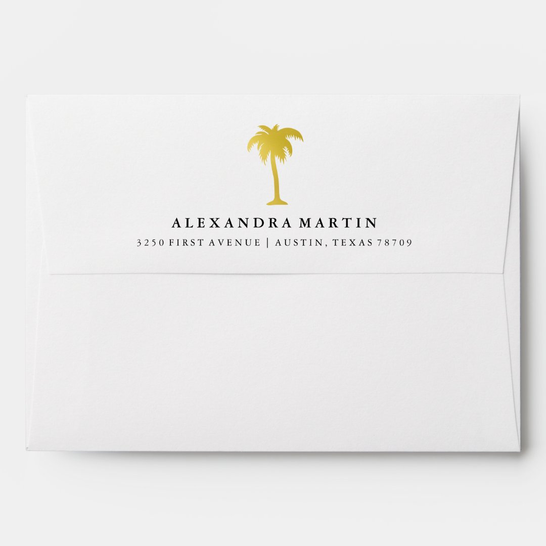 Elegant Faux Gold Palm Tree Envelope | Zazzle