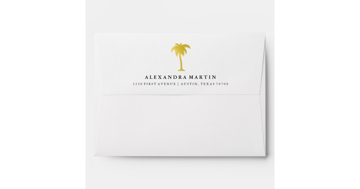 Elegant Faux Gold Palm Tree Envelope | Zazzle