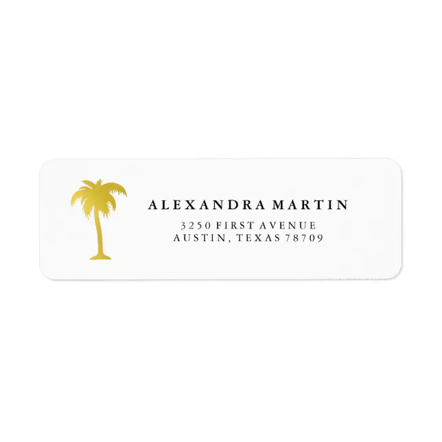 Elegant Faux Gold Palm Tree Label | Zazzle