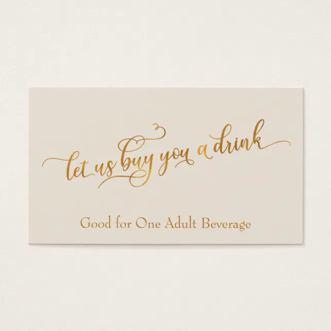 Elegant Faux-Gold Script Cream Drink Tickets | Zazzle